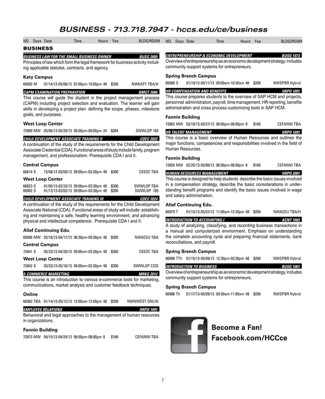 HCC Continuing Education Schedule | PDF