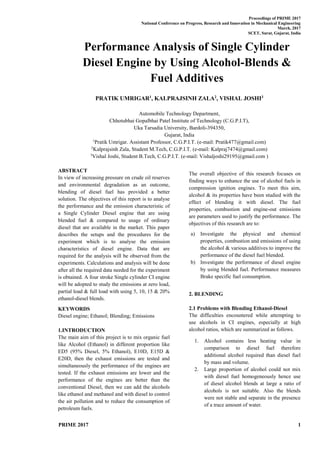 Performance Analysis of Single Cylinder Diesel Engine by Using Alcohol ...
