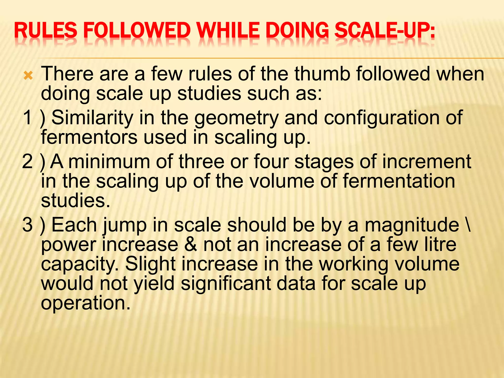 Scale up of fermentation | PPTX