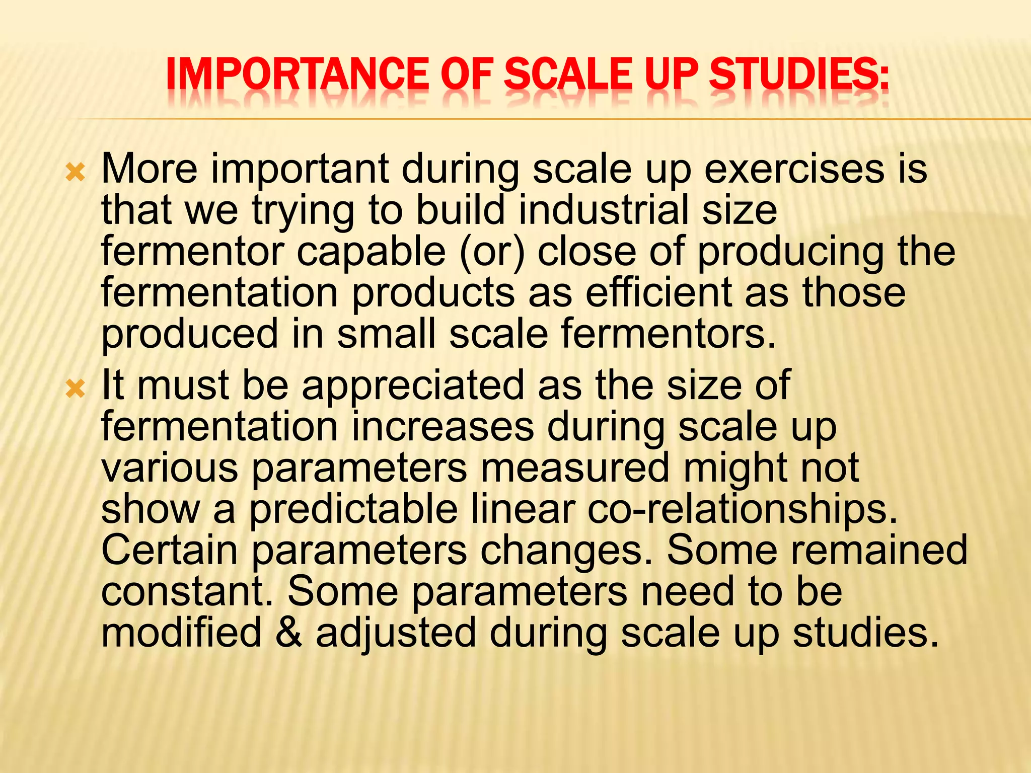 Scale up of fermentation | PPTX