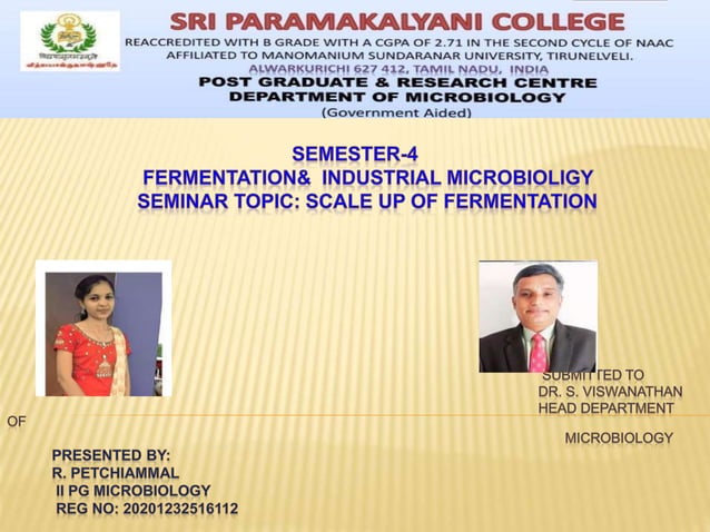 Scale up of fermentation | PPTX