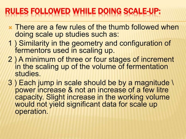 Scale up of fermentation | PPTX