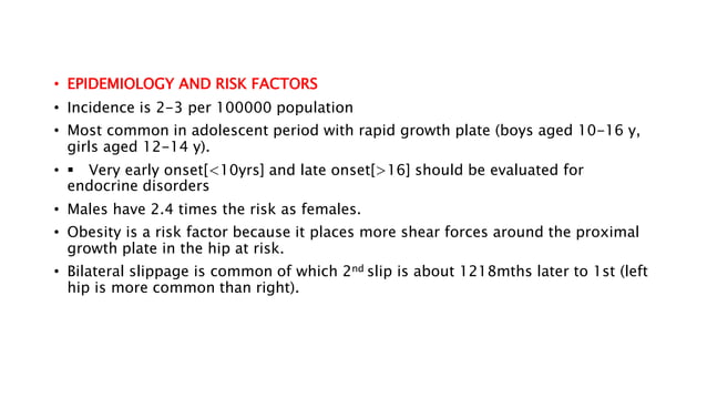 SCFE / slipped capital femoral epiphysis | PPTX | Bone and Joint ...