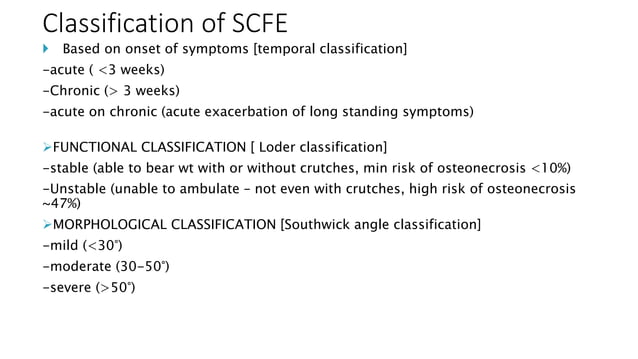 SCFE / slipped capital femoral epiphysis | PPTX | Bone and Joint ...