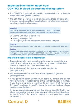 Control D Blood Glucose Monitor - Manual (mmol) | PDF