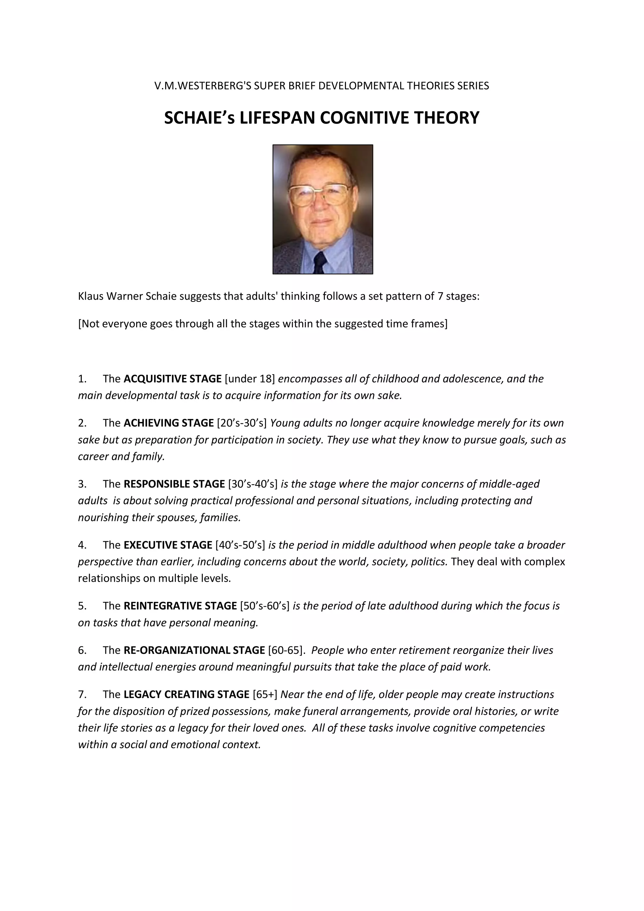 Schaie's cognitive theory | PDF