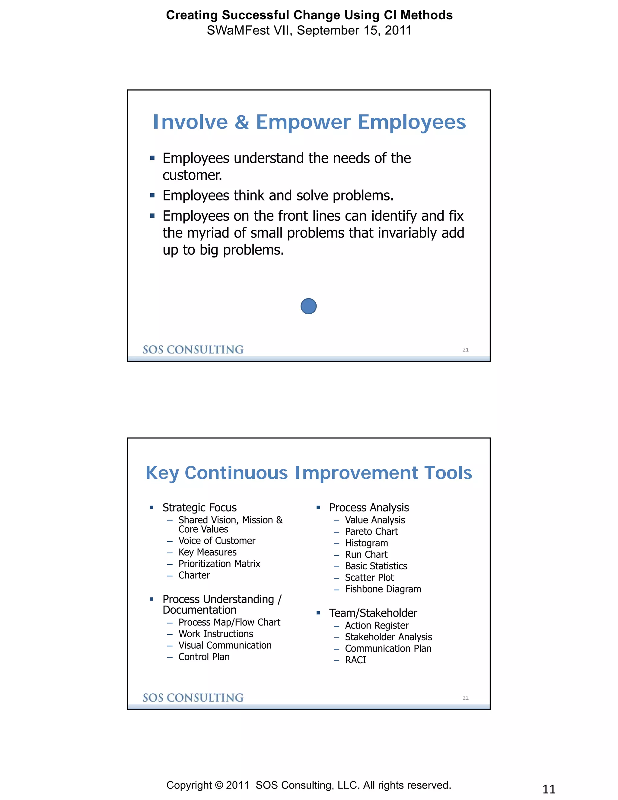 Creating Successful Change Using Continuous Improvement Methods | PDF
