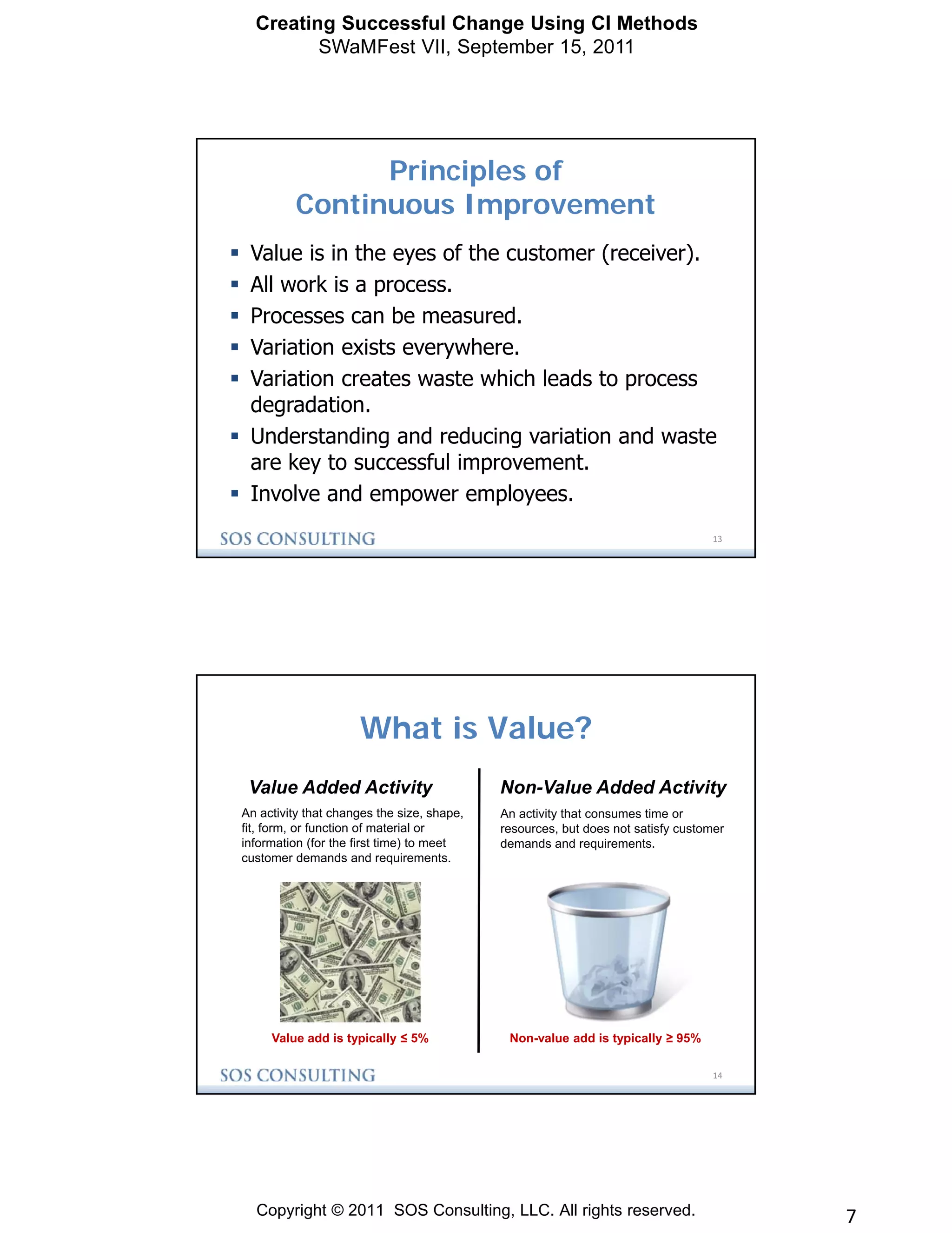 Creating Successful Change Using Continuous Improvement Methods | PDF
