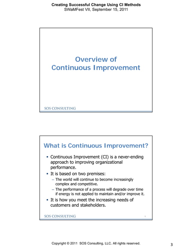 Creating Successful Change Using Continuous Improvement Methods | PDF ...