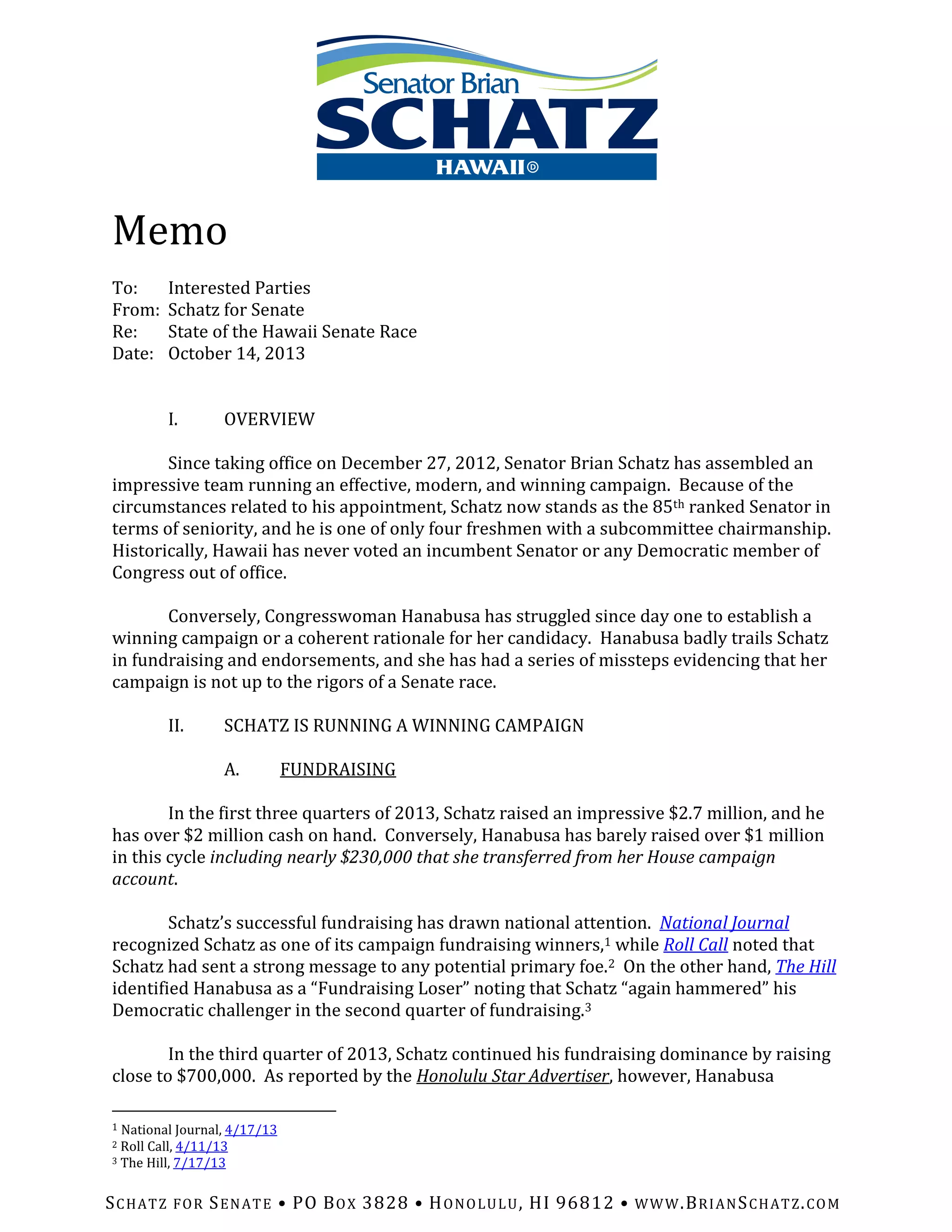 Schatz memo | PDF