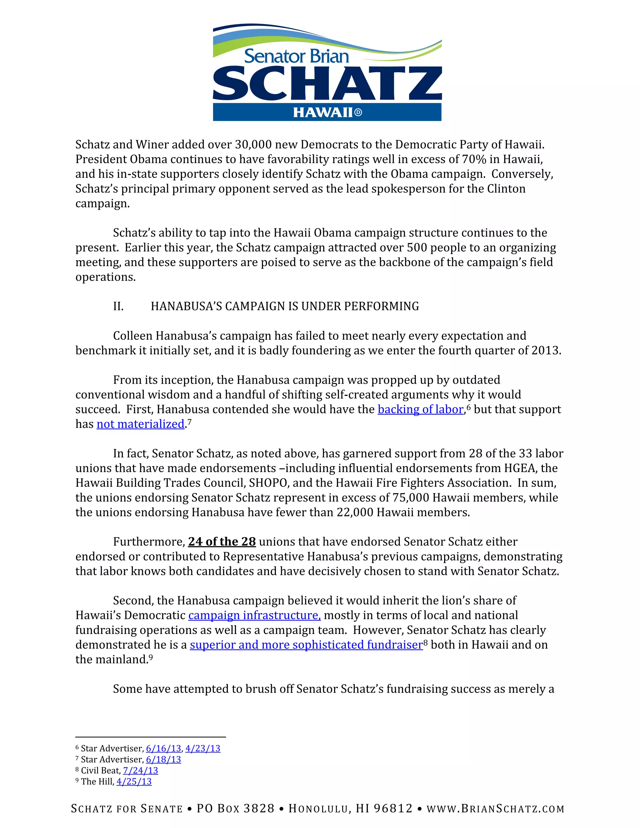 Schatz memo | PDF