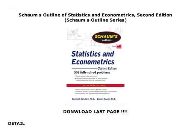 Schaum S Outline Of Statistics And Econometrics Second Edition Schaum