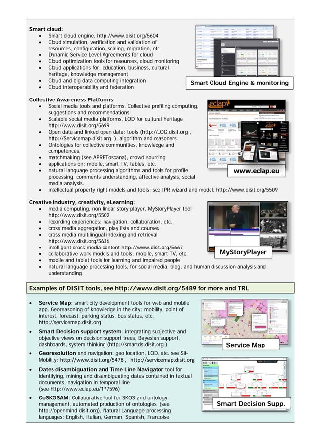 DISIT lab and research group, 2015-2016 overview for the next calls | PDF