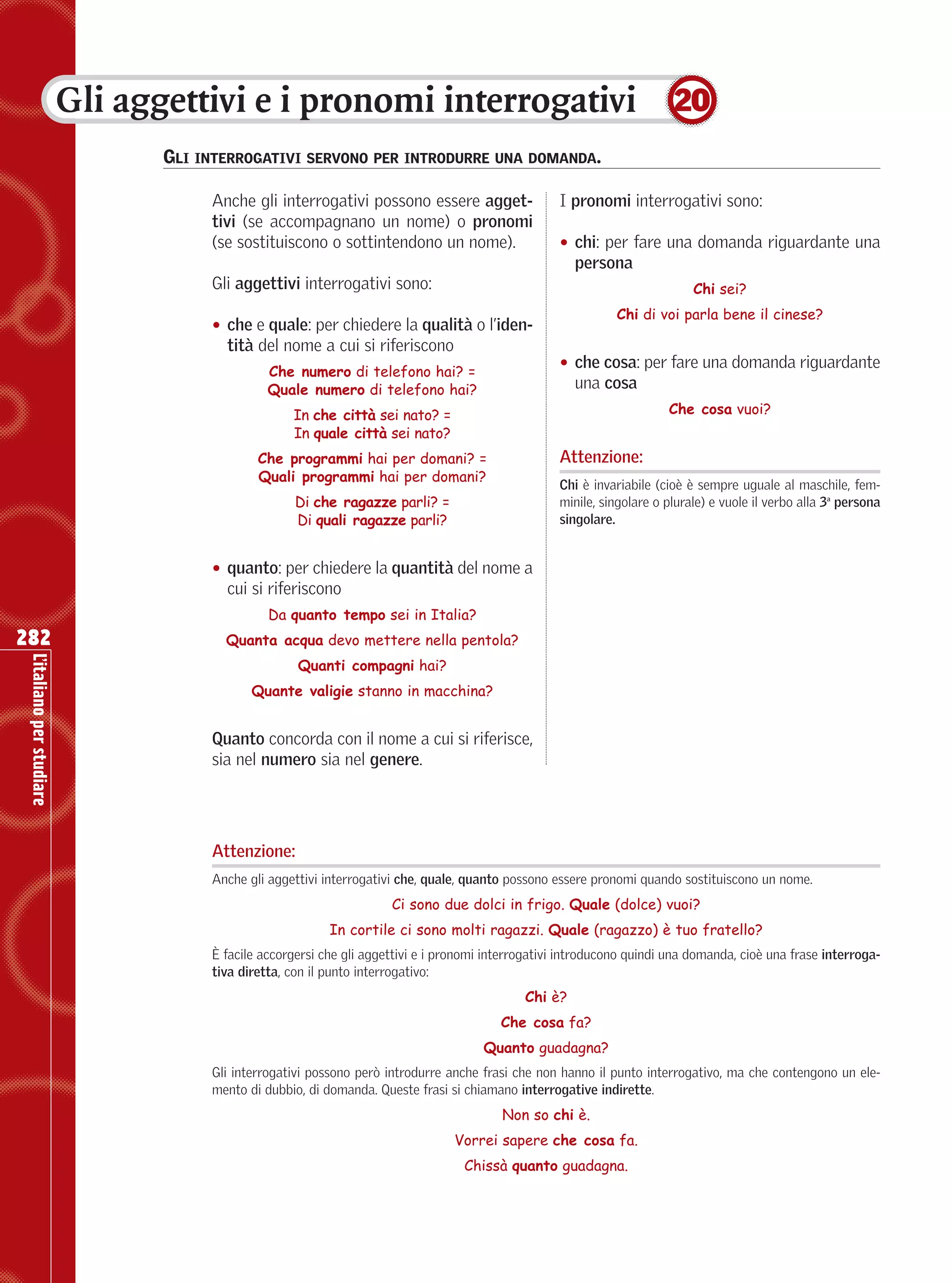 Scheda20 aggettivi e_pronomiinterrogativi | PDF