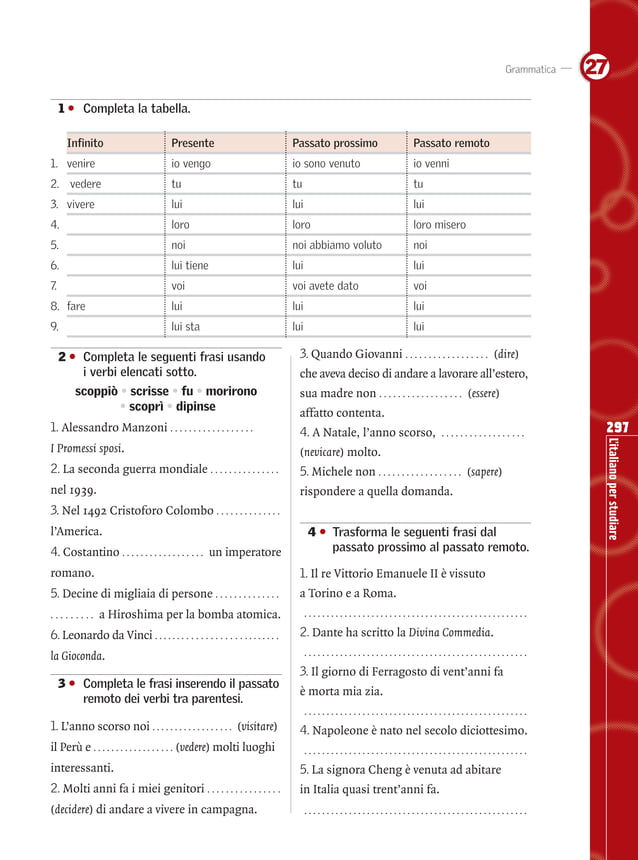 Scheda27 passato remoto | PDF
