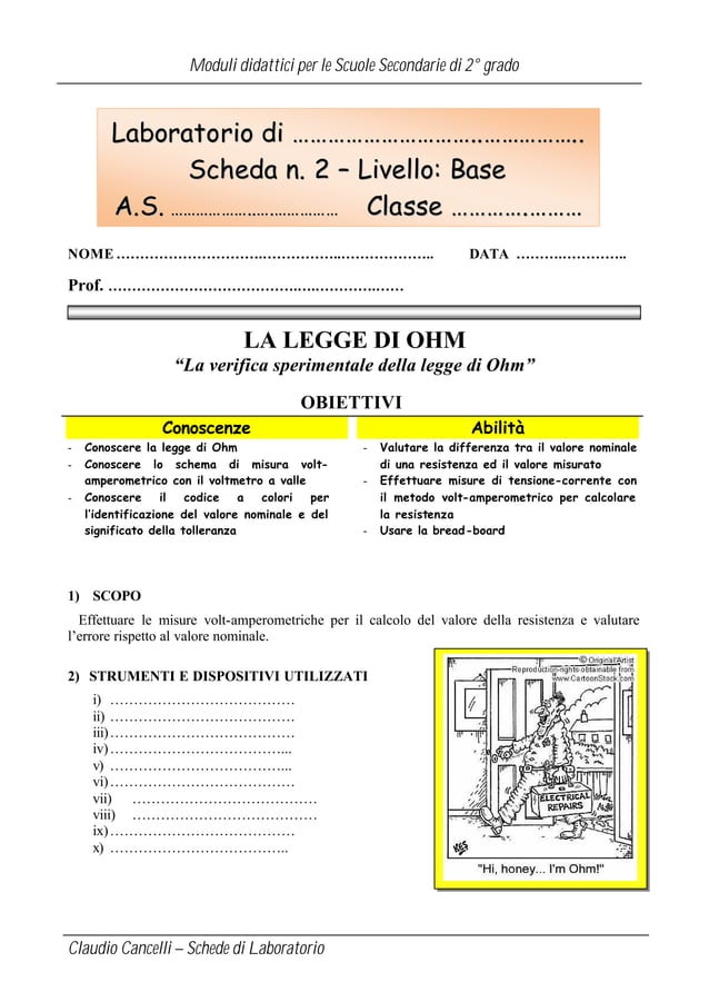 Lab.2B_La legge di Ohm | PDF | Physics | Science