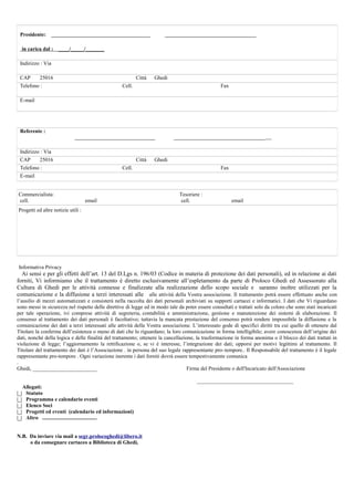 Scheda anagrafica associazione o gruppo[1][1] | PDF