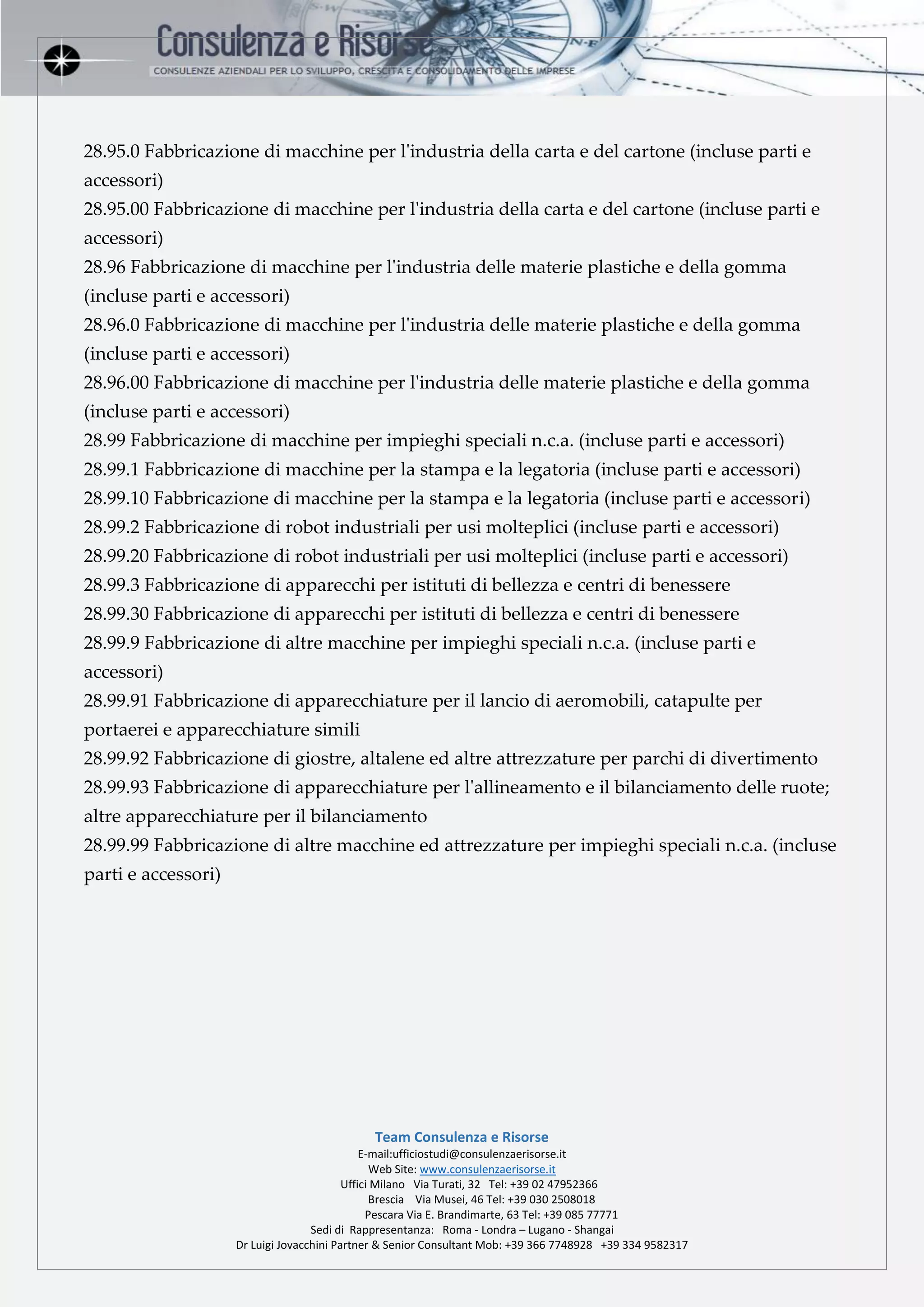 Scheda codici ateco 28 credito d'imposta macchinari attrezzature | PDF