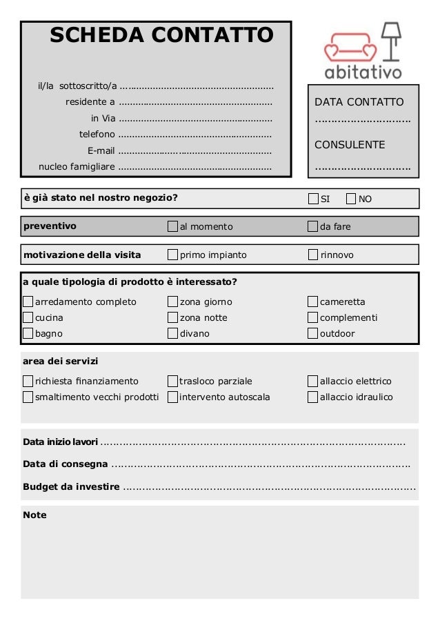 Scheda contatto - 2022 Zonacottura | PDF