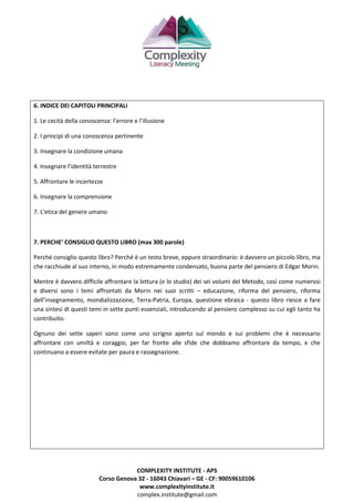 La scheda del libro consigliato da Marinella De Simone: "I sette saperi ...