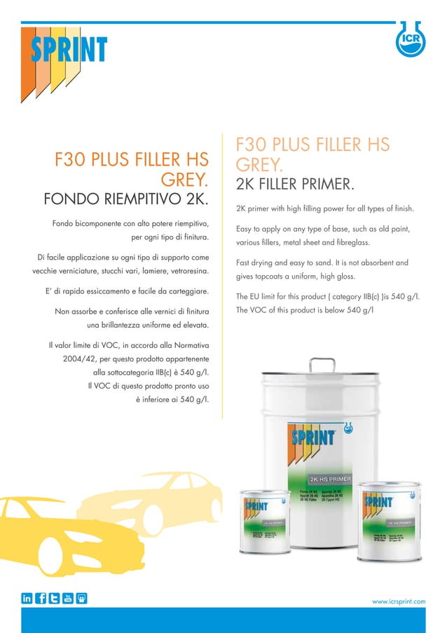 ICR SPRINT F30 PLUS FILLER HS GREY - Fondo riempitivo bicomponente / 2K ...