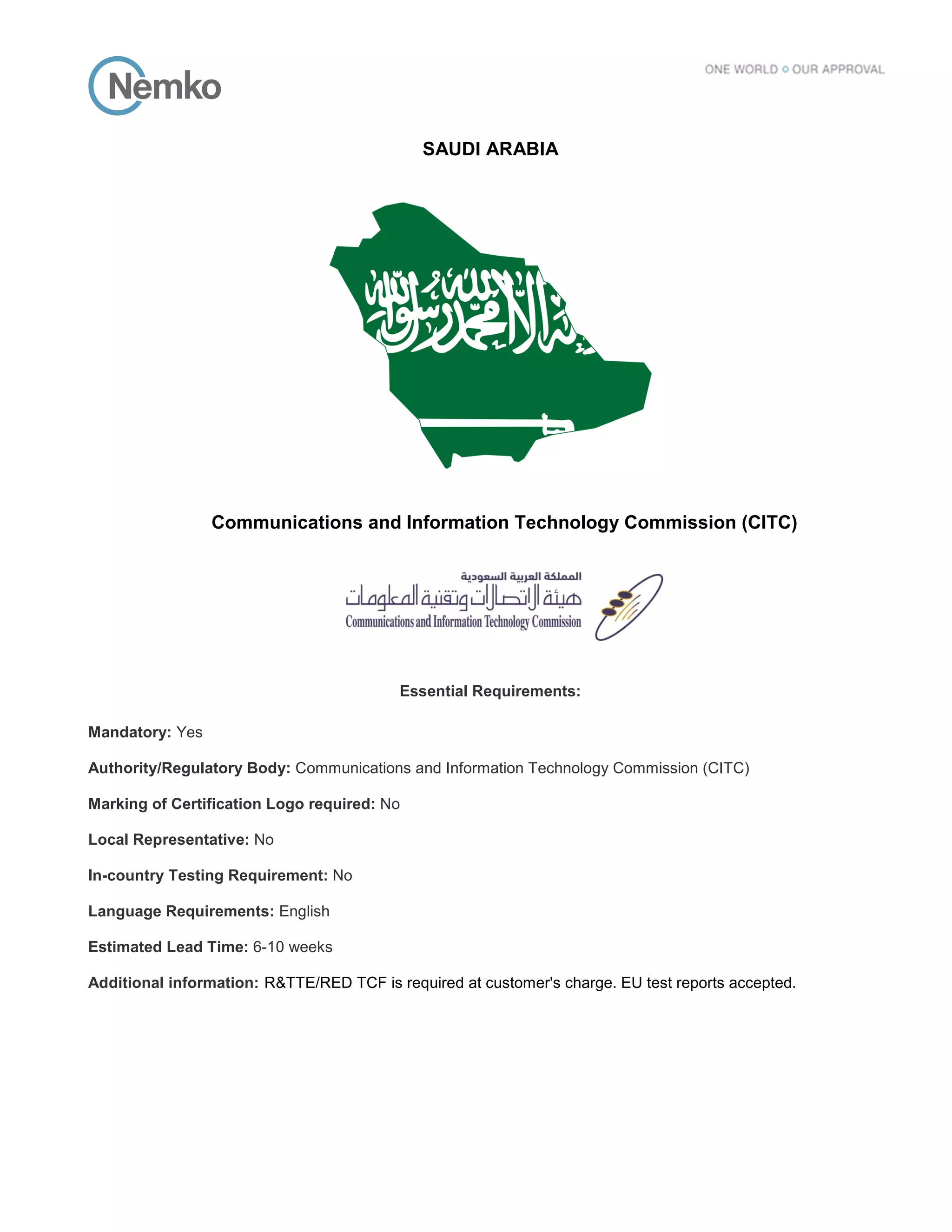 Saudi Arabia - CITC | PDF