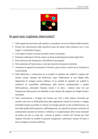 Scheda progetto turismo un modello di sviluppo ideale (2) | DOC