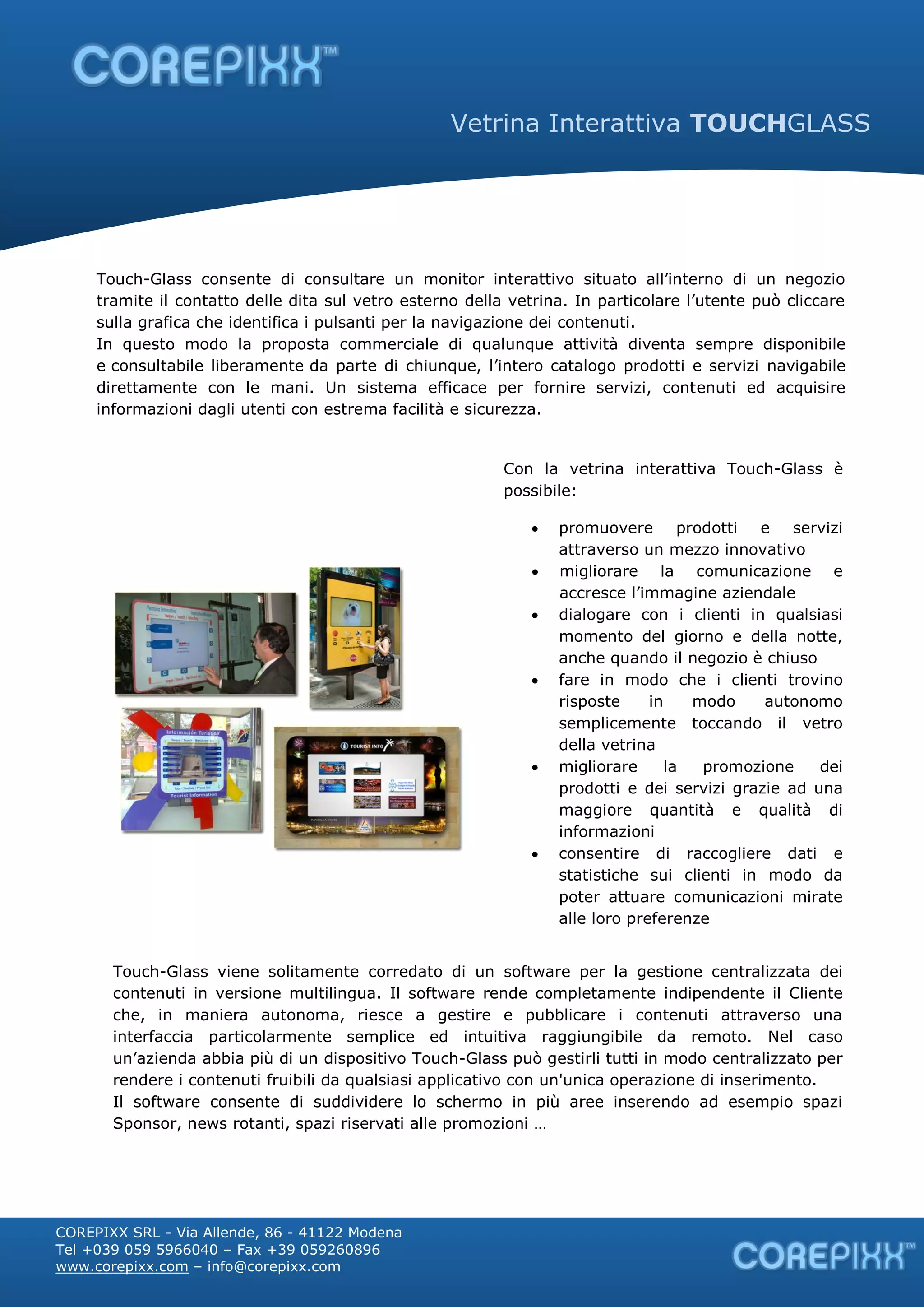 Scheda Touch Glass - Vetrina Interattiva | PDF