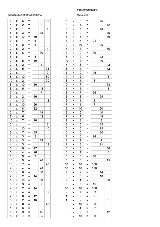 Schede tabelline 1_10 | PDF