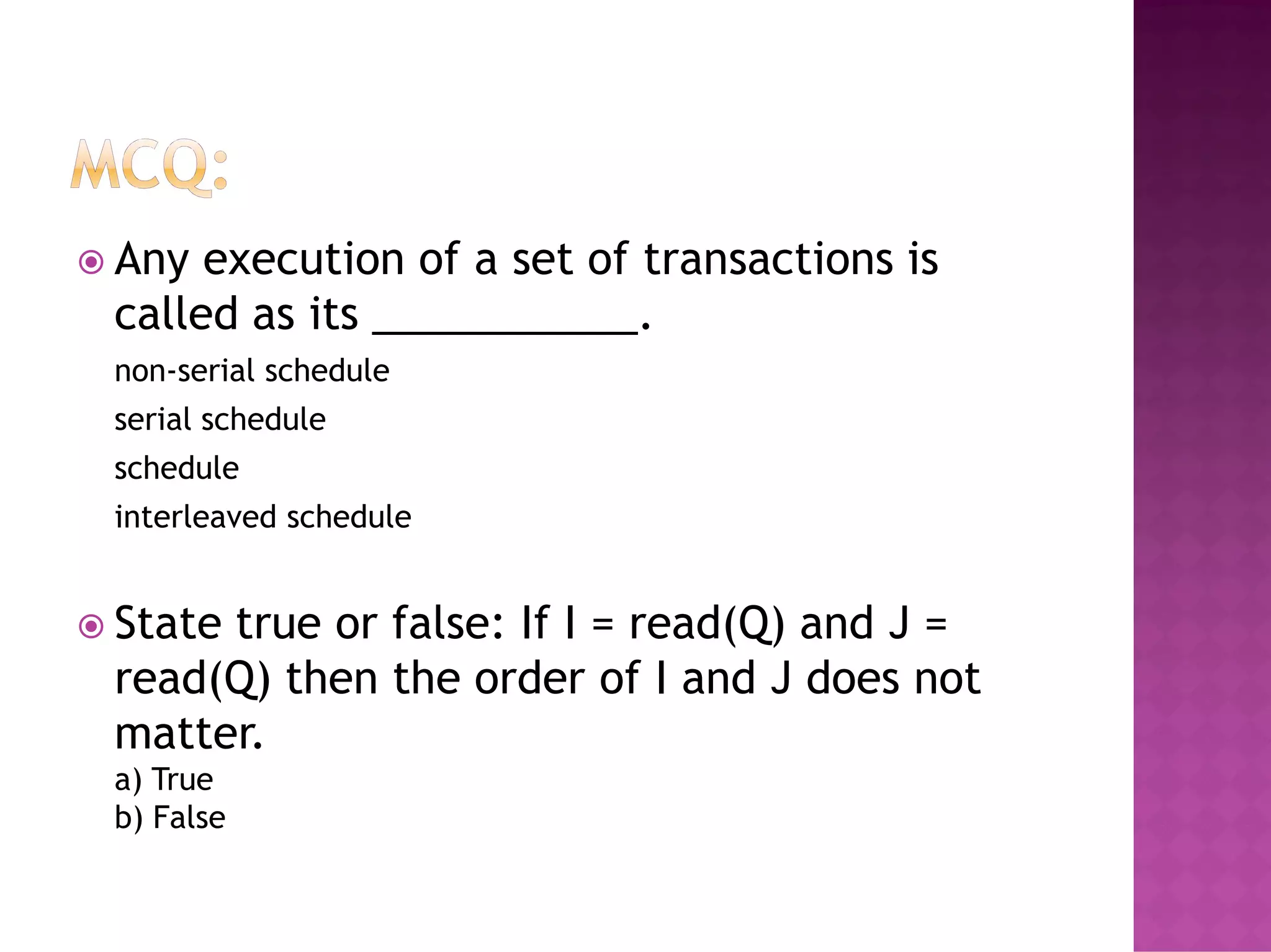 Schedule in DBMS | PDF
