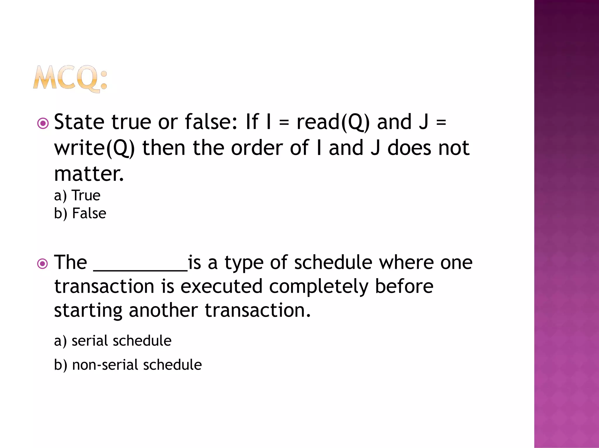 Schedule in DBMS | PDF