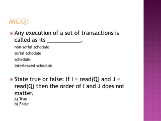 Schedule in DBMS | PDF