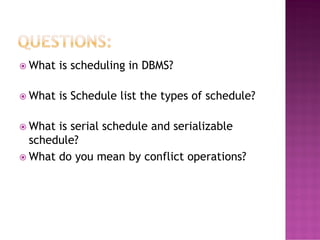 Schedule in DBMS | PDF
