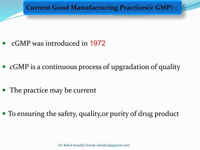 Schedule M, Drug and Cosmetic Act 1940 | PPTX