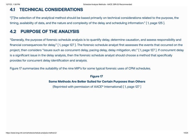 Schedule Analysis Methods - AACE 29R-03 Recommended.pdf | Law