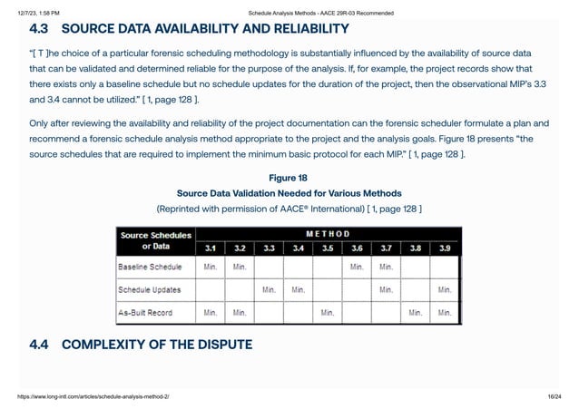 Schedule Analysis Methods - AACE 29R-03 Recommended.pdf | Law