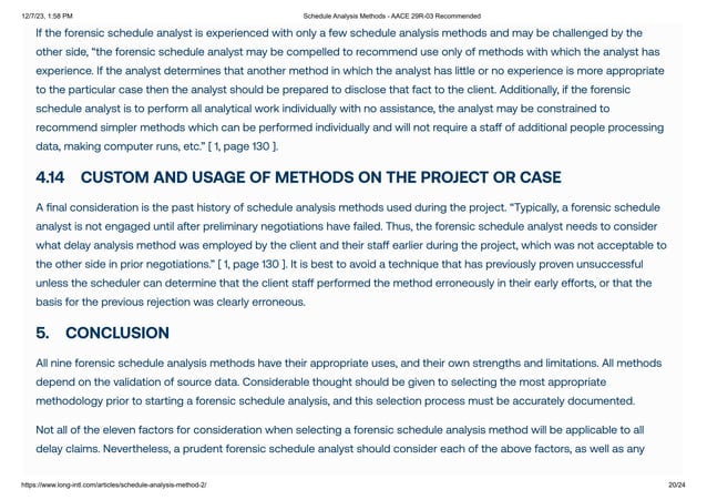 Schedule Analysis Methods - AACE 29R-03 Recommended.pdf | Law