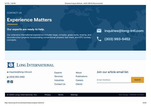 Schedule Analysis Methods - AACE 29R-03 Recommended.pdf | Law