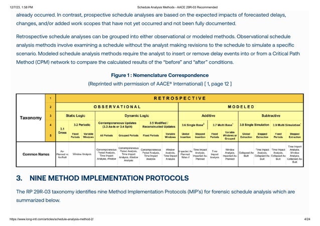 Schedule Analysis Methods - AACE 29R-03 Recommended.pdf | Law