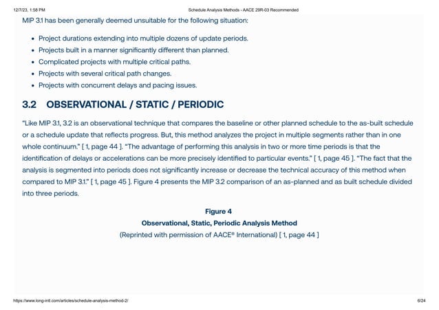 Schedule Analysis Methods - AACE 29R-03 Recommended.pdf | Law