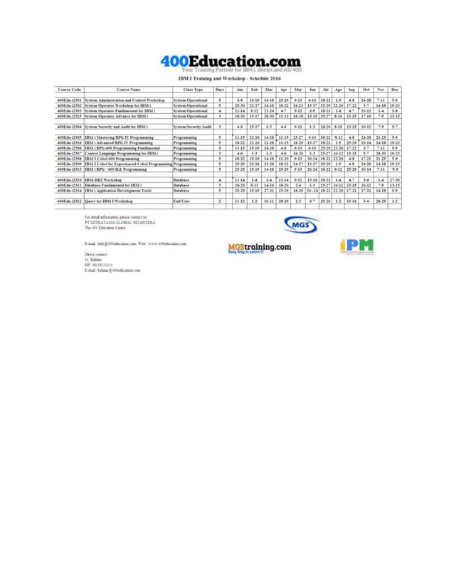 Schedule as 400 ibm i iseries | DOCX