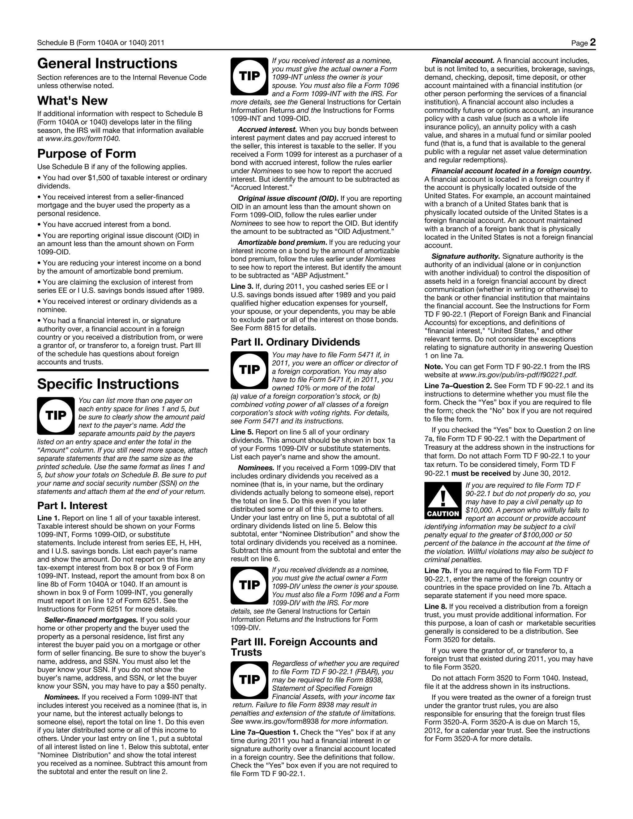 US Tax Abroad - Expatriate Form Schedule B | PDF