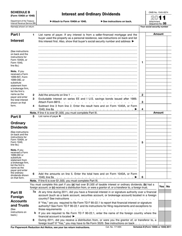 US Tax Abroad - Expatriate Form Schedule B | PDF