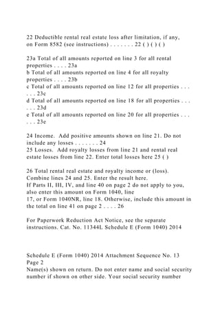 SCHEDULE E (Form 1040) Department of the Treasury In.docx