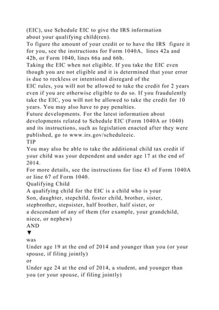 SCHEDULE EIC (Form 1040A or 1040) Department of the Tre.docx