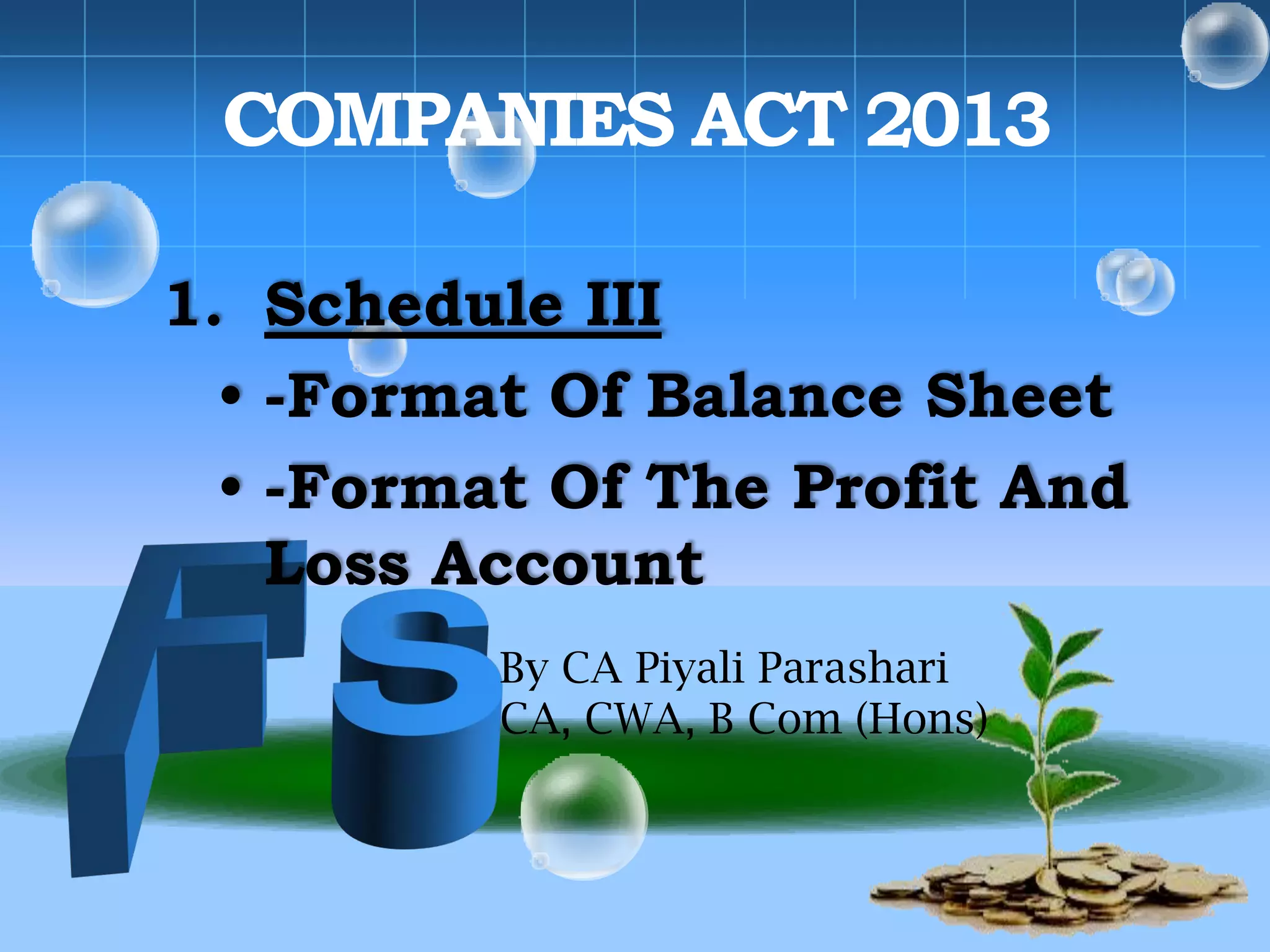 Schedule III of Companies Act 2013, India | PDF