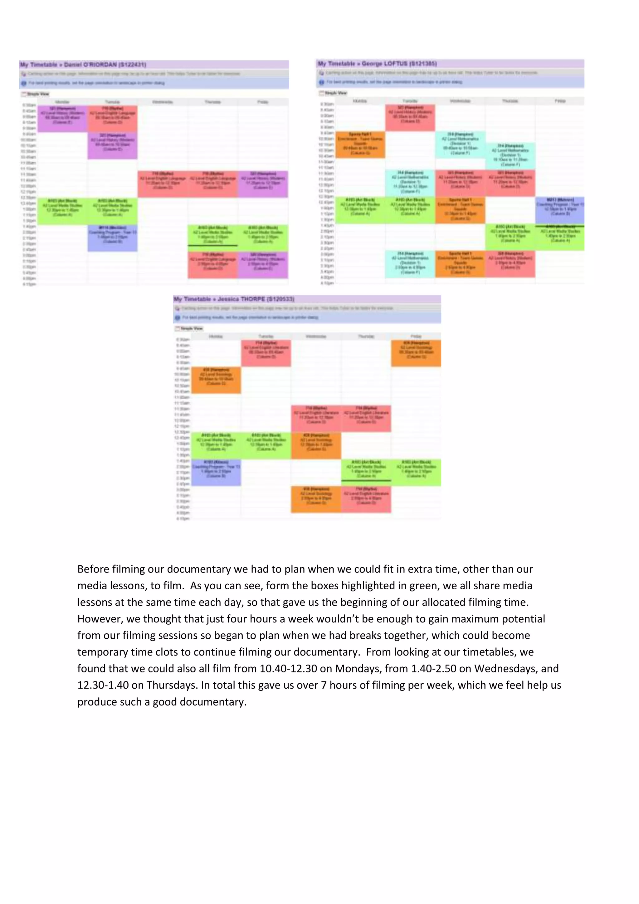 Schedueling the filming | DOCX | Video Production | Content Production