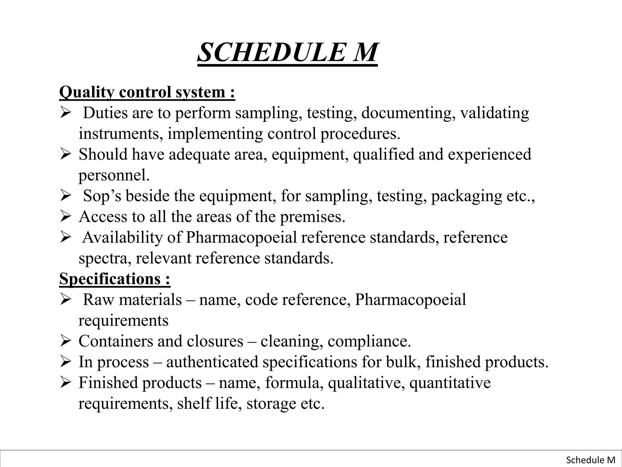 Schedule m | PPTX