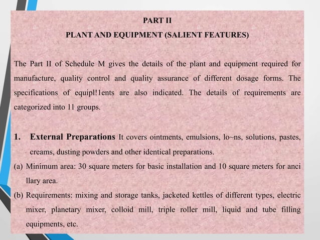 Schedule M- Drugs and cosmetic act 1940 and rules 1945 | PPTX