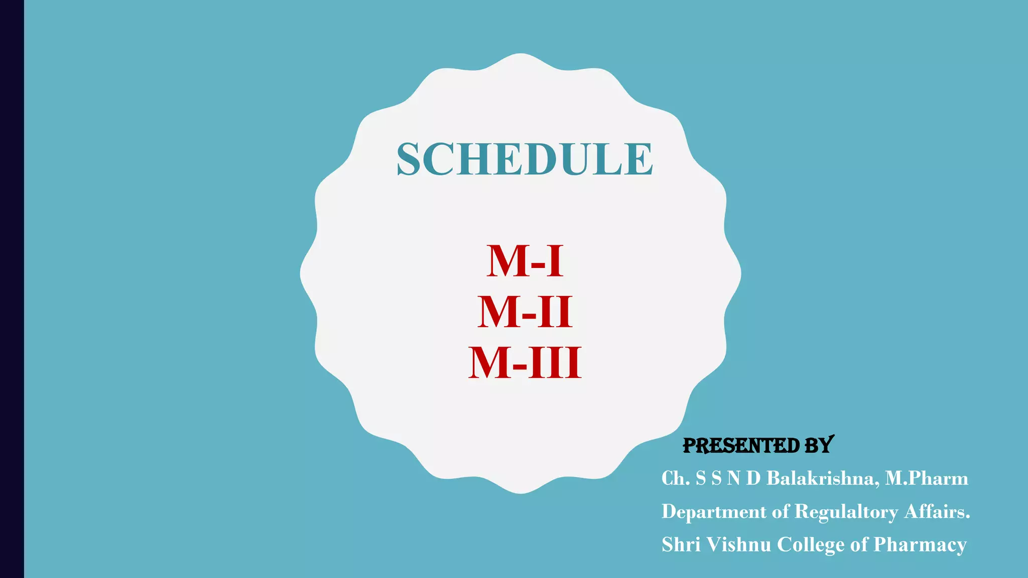 Schedule m1,m2 & m3 | PDF
